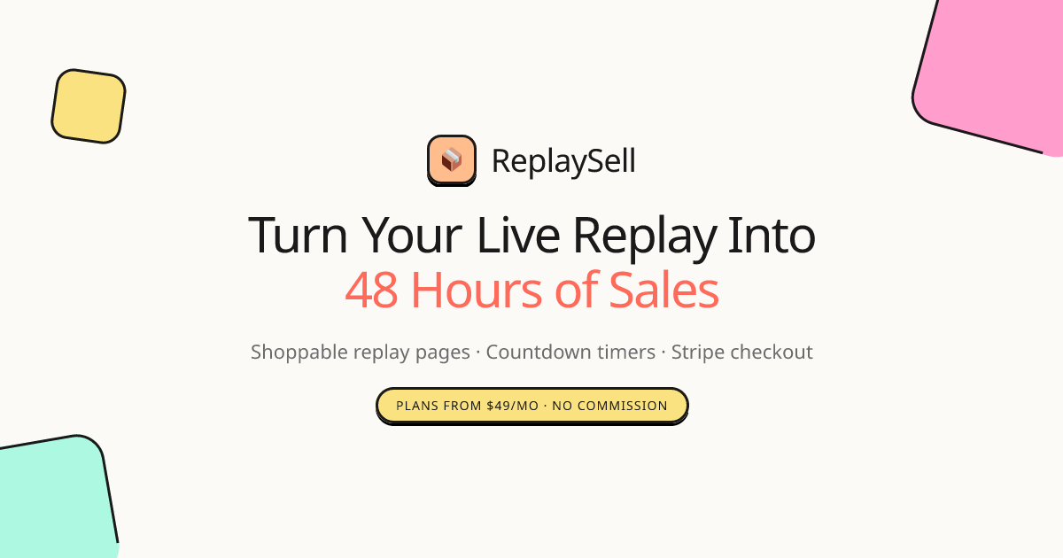 ReplaySell — Turn your live replay into 48 hours of sales